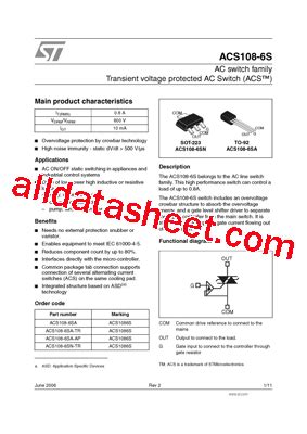 ACS1086S Datasheet(PDF) - STMicroelectronics