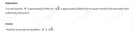 Solved Using Rational Approximations What Is An Inequality Statement Comparing π And Sqrt 8