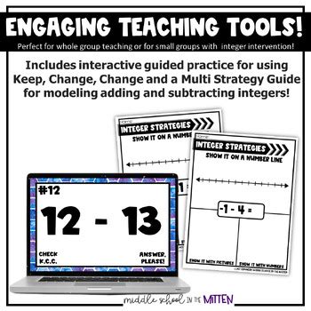 Add Subtract Integers Printable Digital Practice Review Activity Bundle