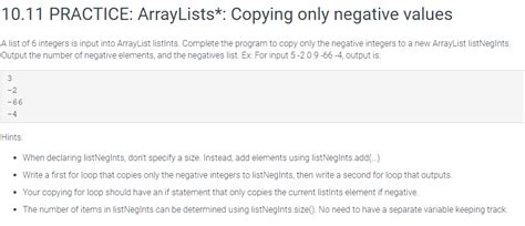 Solved 1011 Practice Arraylists Copying Only Negative