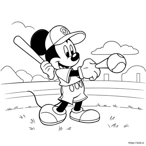 Mickey Mouse Jogando Beisebol Para Colorir
