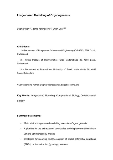 Pdf Image Based Modelling Of Organogenesis