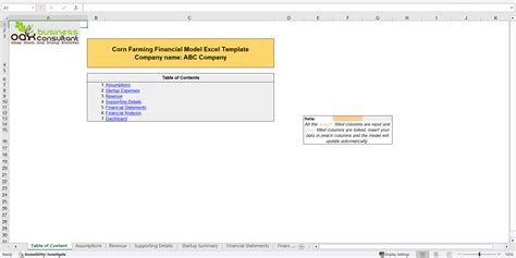 Corn Farming Financial Model Excel Projection Template Excel Xls
