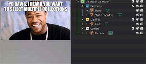 select objects from multiple collections r blender