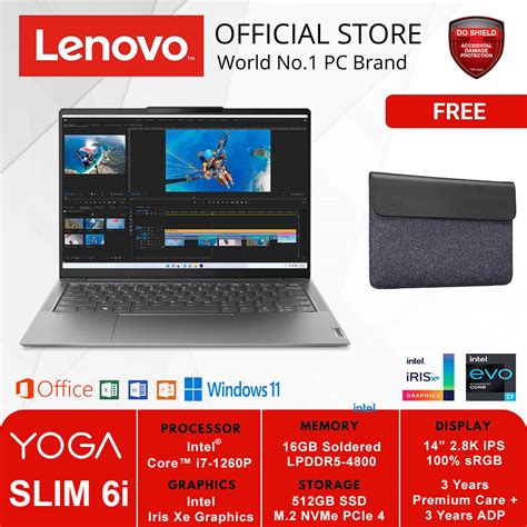 Jual LENOVO YOGA SLIM 6i 14IAP8 GREY 3BID I7 1260P 16GB 512GB SSD W11 OHS Shopee Indonesia