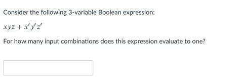 Solved Consider The Following 3 Variable Boolean Expression