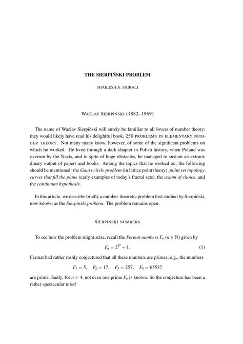pdf the sierpinski problem