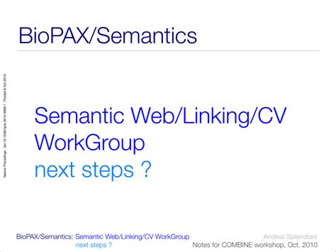 Pdf Biopax Next Steps For Semantic Web Cv Workgroup