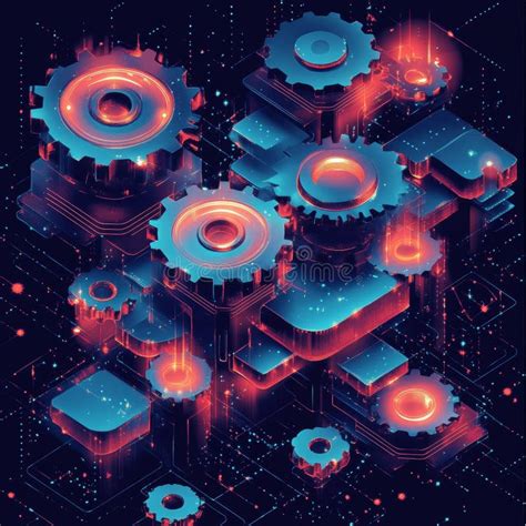 Abstract Gears And Circuitry Futuristic Tech Art Stock Illustration