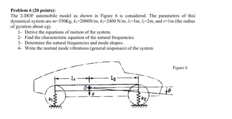 Solved The 2 Dof Automobile Model As Shown In Figure 6 Is