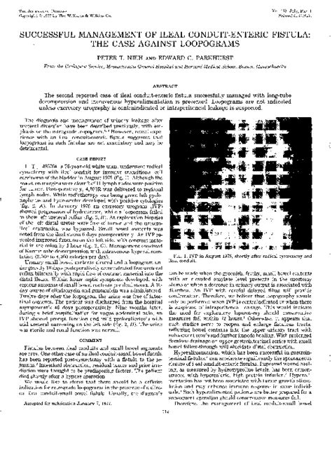 Pdf Successful Management Of Ileal Conduit Enteric Fistula The Case Against Loopograms