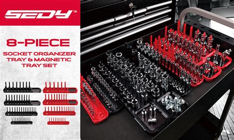 Sedy 8 Piece Magnetic Socket Organizer Tray Set Metric And Sae Socke Sedyonline