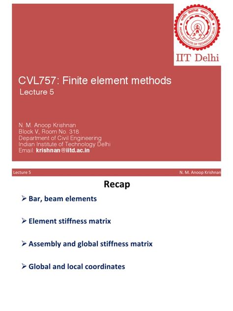 Cvl757 Finite Element Methods Iit Delhi Pdf Finite Element Method Matrix Mathematics