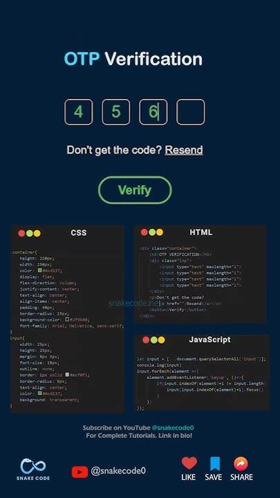 Otp Verification Using Html Css Js Youtube