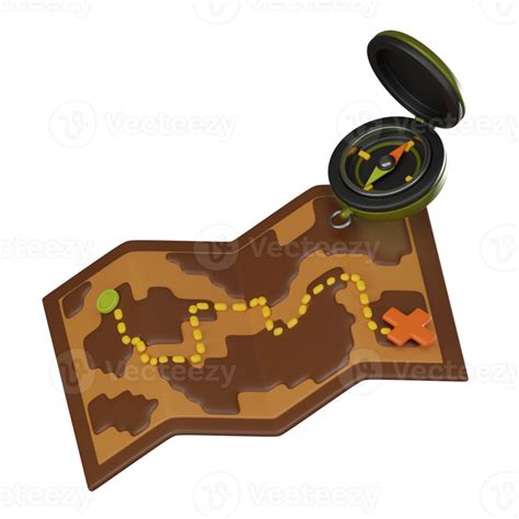 Navigating Adventures Of Map Compass For Exploration 3d Render