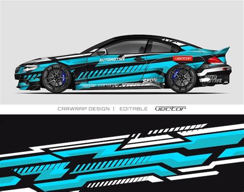 자동차 데칼 블루 프리미엄 벡터