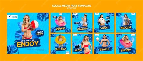Premium Psd Instagram Posts Collection For Summer Beach Vacation