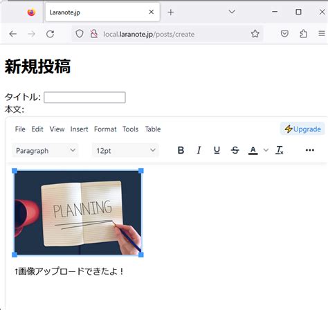 laravel10とtinymceでブログ作成＆画像のアップロードができるか調査した php・laravelを仕事に laranote