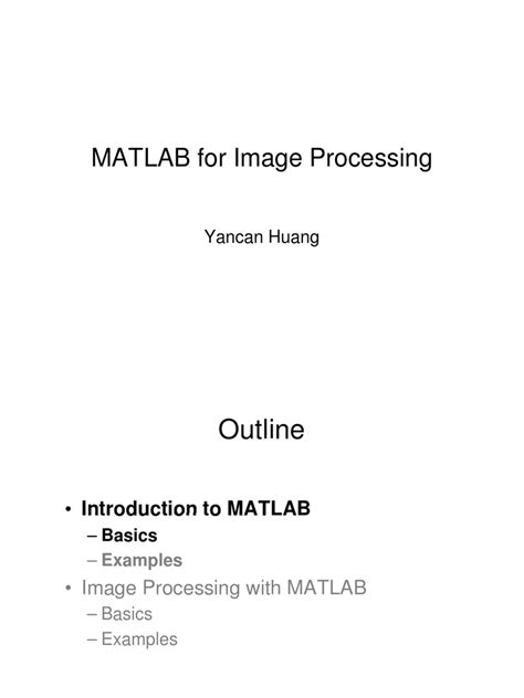 Matlab For Image Processing Yancan Huang Pdf Matlab Matrix