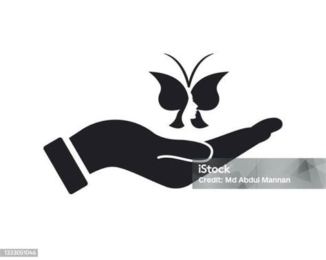 핸드 버터플라이 로고 디자인 손 콘셉트 벡터가 있는 스파 로고 손과 나비 로고 디자인 손에 대한 스톡 벡터 아트 및 기타 이미지