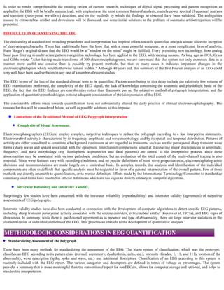 Issues In Brainmapping EEG Quantification Basic Methodology PDF