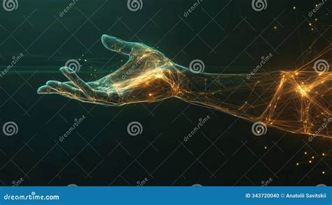 An Abstract Representation Shows A Prosthetic Arm Linked To The Brain Through Glowing Lines