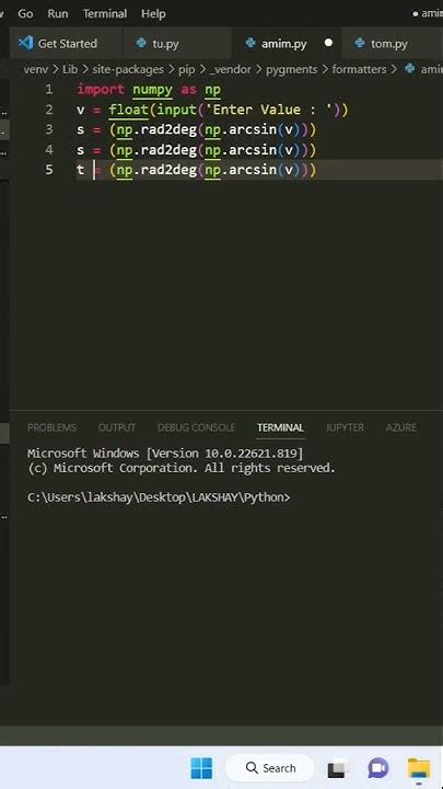 find degrees of trigonometric values using python shorts python