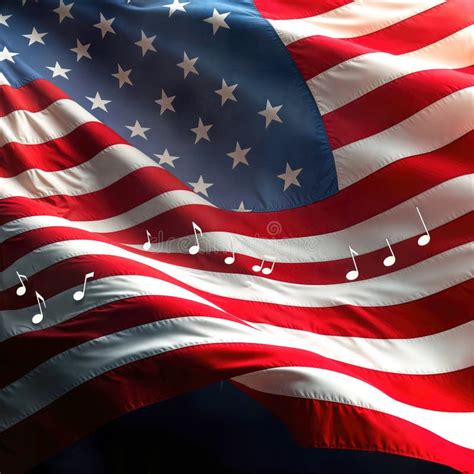 Waving American Flag With Music Notes Stock Illustration Illustration Of Celebration America