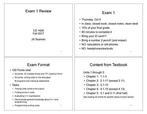 exam 1 review cs 1428 exam 1 review cs 1428 fall 2017 jill seaman 1
