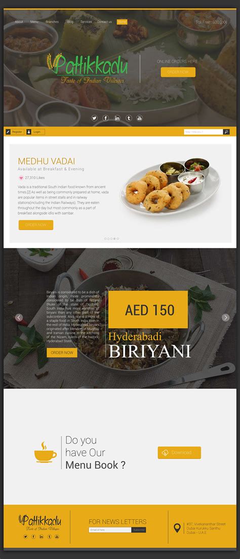 Restaurant Website Flat Ui Design On Behance