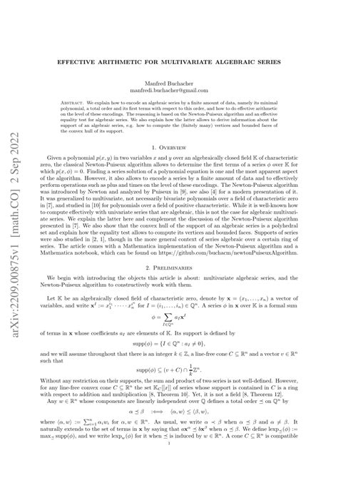 Pdf Effective Arithmetic For Multivariate Algebraic Series