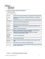 Human Genetics LR Doc BioLab Lab Report Human Genetics Babe Name I Inheritance Of