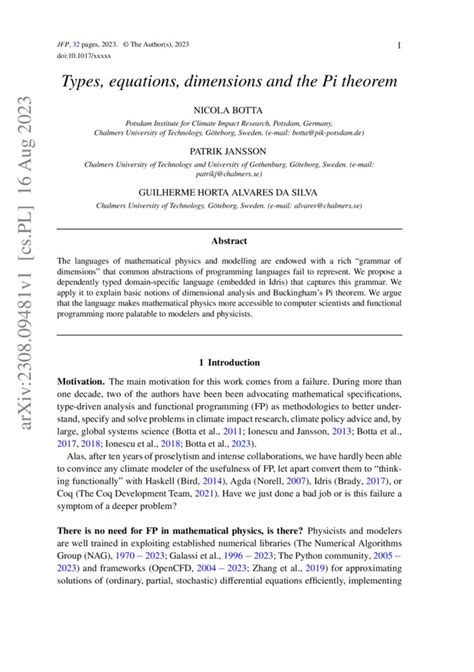 Types Equations Dimensions And The Pi Theorem Deepai