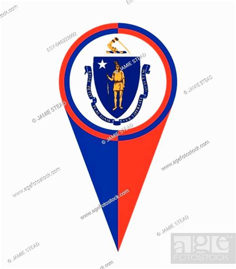 massachusetts map pointer pin icon location flag marker stock vector