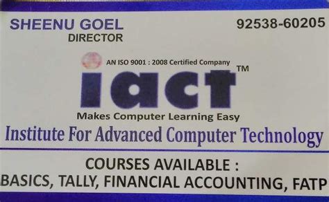 Iact Institute For Advanced Computer Technology Karnal Accounting