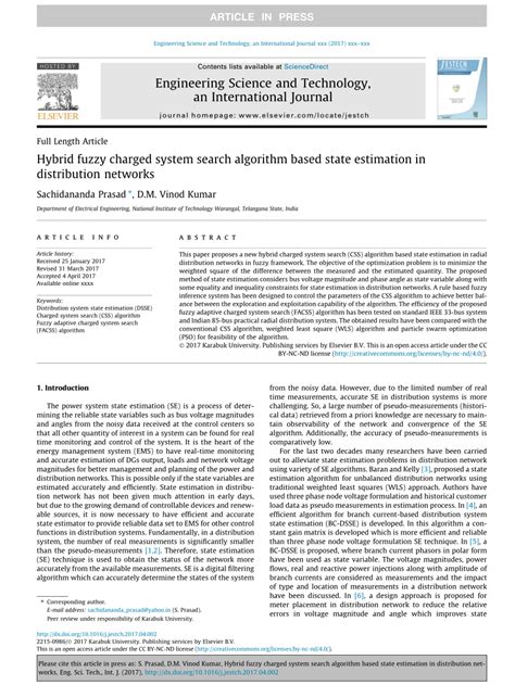 Pdf Hybrid Fuzzy Charged System Search Algorithm Based State