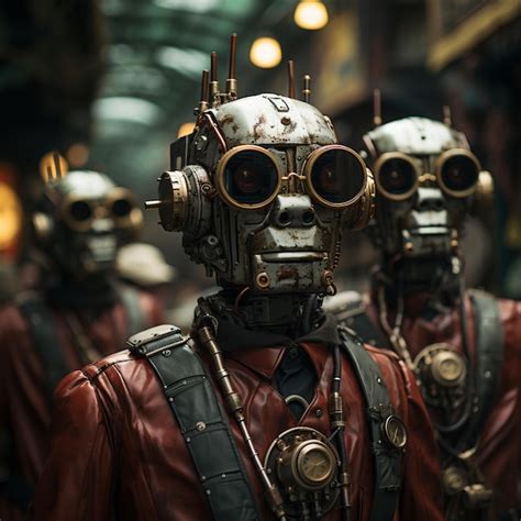 Premium Ai Image Steampunk Robots