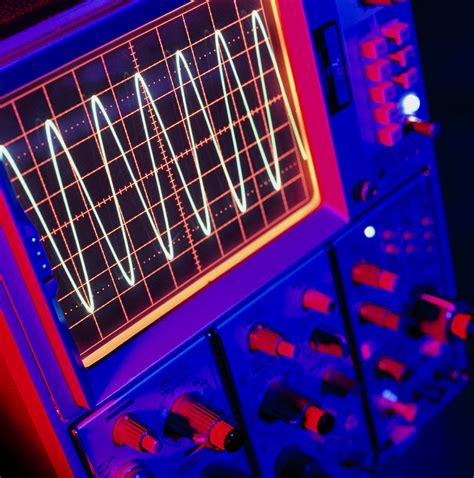 view of oscilloscope showing a voltage time trace photograph by science