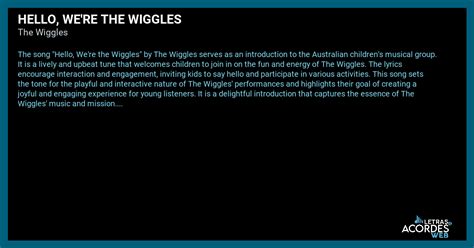 Meaning Of Hello Were The Wiggles By The Wiggles The Story Behind