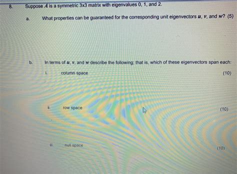 Solved 8 Suppose A Is A Symmetric 3x3 Matrix With