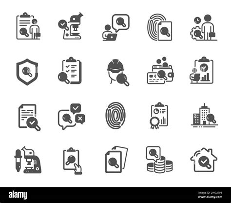 Inspection Icons Quality Research Testing And Safety Check Icons Microscope Analysis Quality