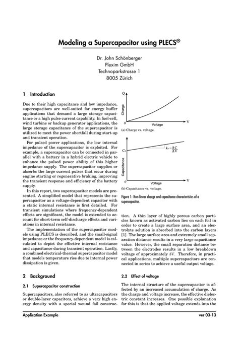 Modeling A Supercapacitor Using Plecs