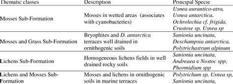 Vegetation Communities Classification Of Potter Peninsula Download Table