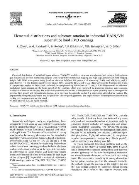 Pdf Elemental Distributions And Substrate Rotation In File