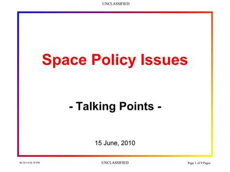 Space Policy Space Issues Unclassified Ppt