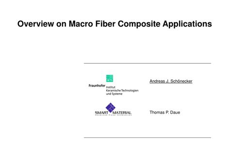 Pdf Overview On Macro Fiber Composite Applications Art No 61701k