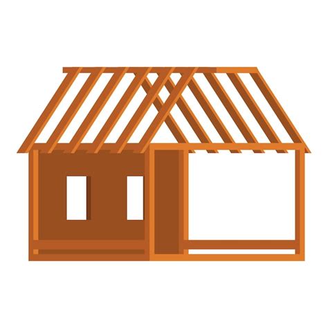 Premium Vector Wooden House Frame Being Constructed With Timber Beams