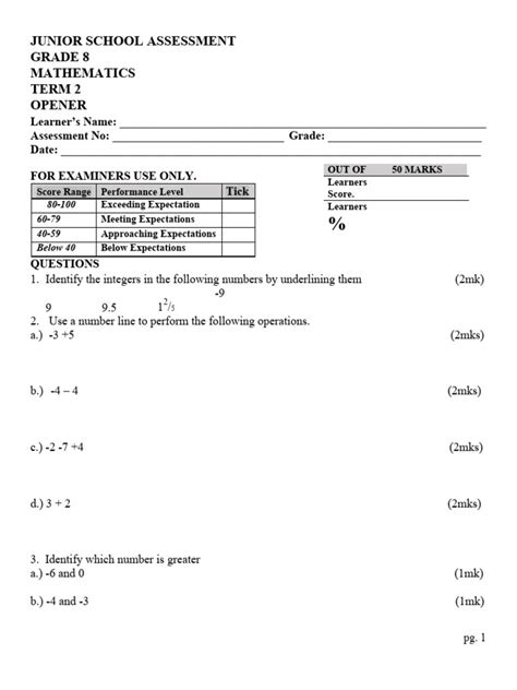 G8 Mathematics Pdf Numbers Arithmetic