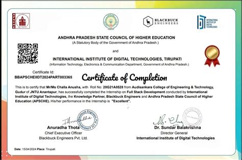 Challa Anusha On Linkedin Fullstackdevelopment Internship Iidt Webdevelopment Techskills