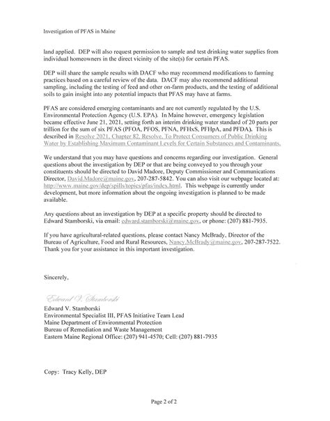 Pfas Testing Letter Town Of Bowdoinham